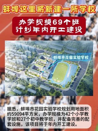 蚌埠这里将新建一所学校,办学规模69个班,计划年内开工建设