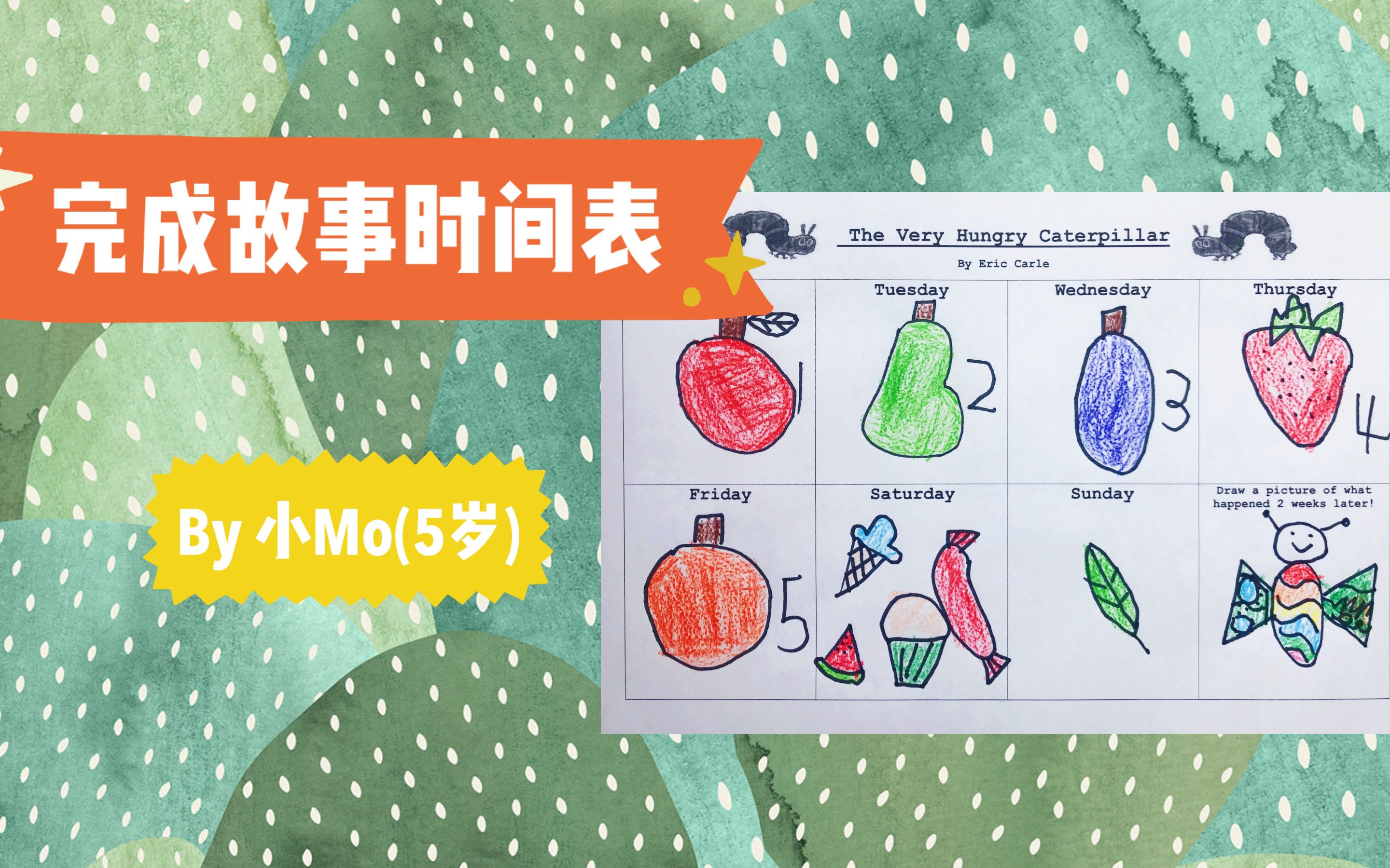 【阅读/Reading】《好饿好饿的毛毛虫》故事时间表|小Mo|5岁