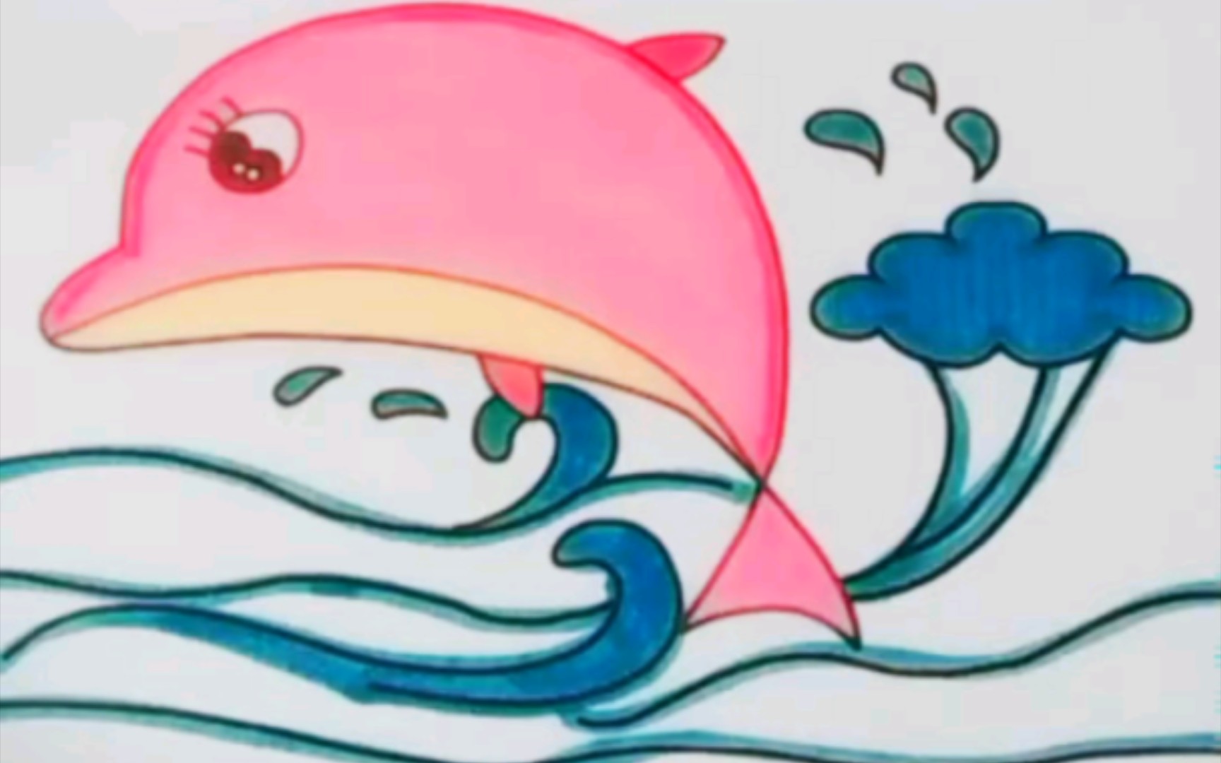 海豚ߐ�～一个有灵性的海洋动物～可爱儿歌简笔画