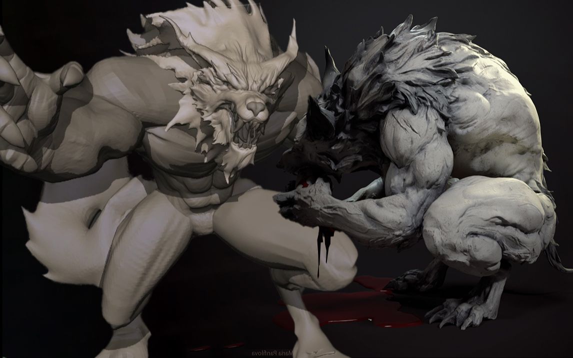 【zbrush雕刻】零基础狼人模型雕刻演示,zbrush新手雕刻案例教程