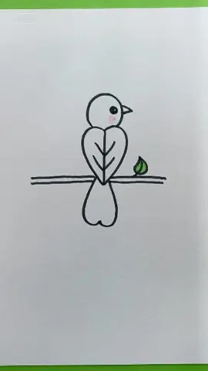 用爱心形状画小鸟,简直是太简单啦