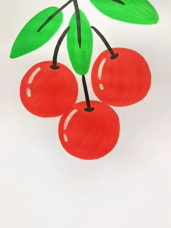 教你这样画樱桃,简单几笔就画好了启蒙早教