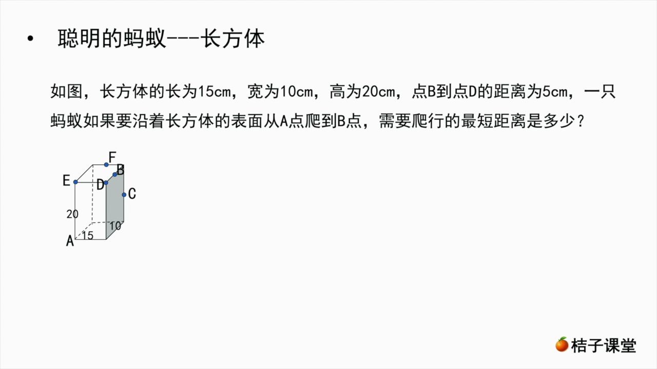 勾股定理的应用1【蚂蚁在长方体中去寻找最短距离】