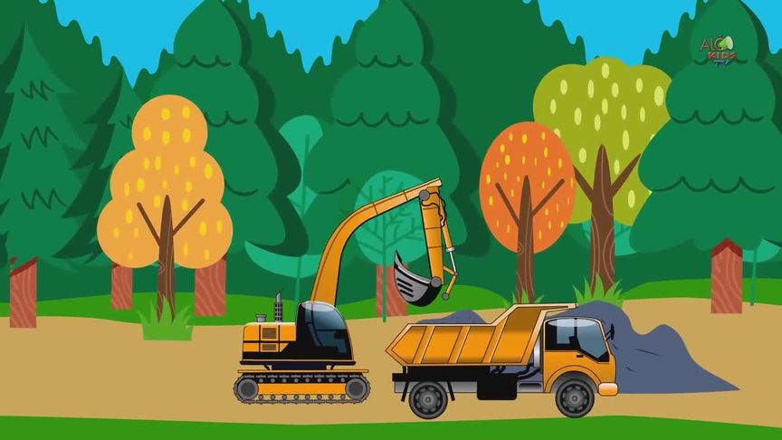 组装挖土车 运输车 修路车亲子早教启蒙英语动画