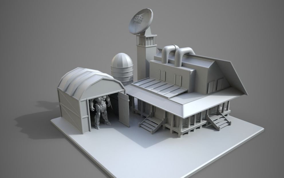 ...建模:用3DMAX制出机械工厂,游戏里的一个小小的场景案例视频教程!