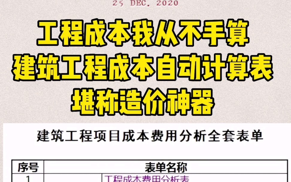 工程成本我从不手算,建筑工程成本自动计算表,堪称造价