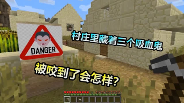 MC我的世界:村庄里藏着三个吸血鬼,被咬到了.