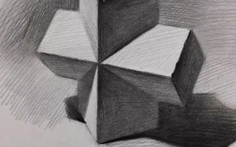 素描入门几何体系列教程—十字贯穿体(下)