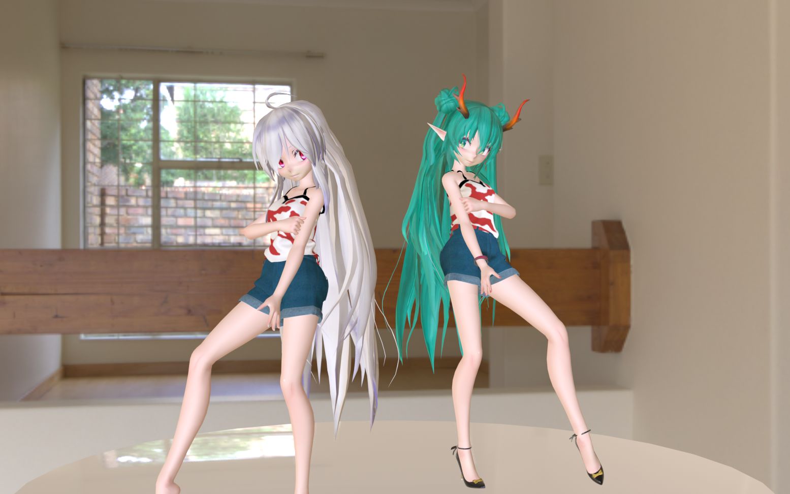 布料解算/双人MMD 弱音x龙王-Masked