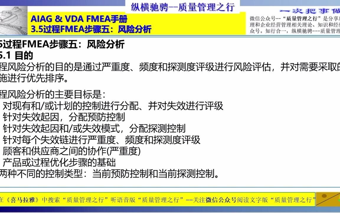 134 3.5过程FMEA步骤五:风险分析 3.5.1目的 质量管理工具