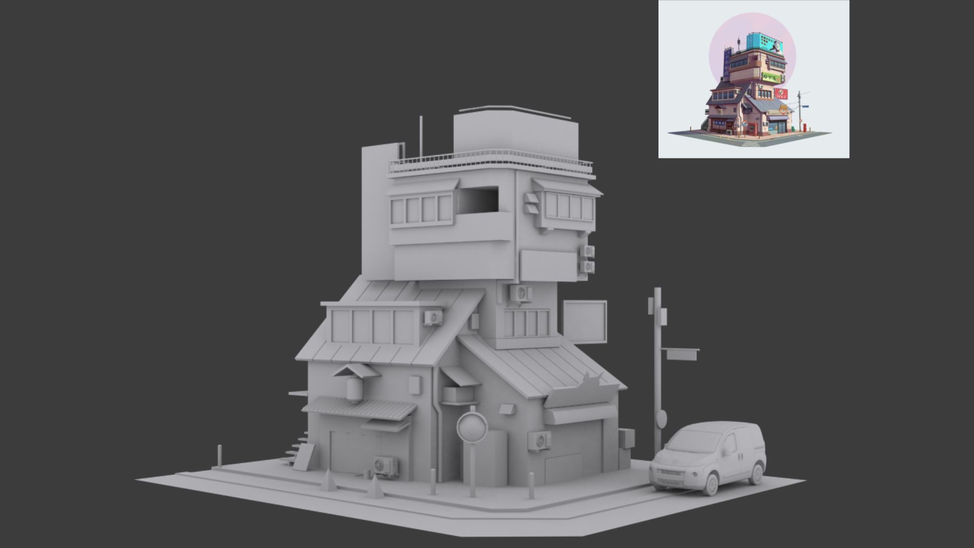 ...小场景模型作业!小白轻松制作,适合零基础学习3D建模的场景模型案例