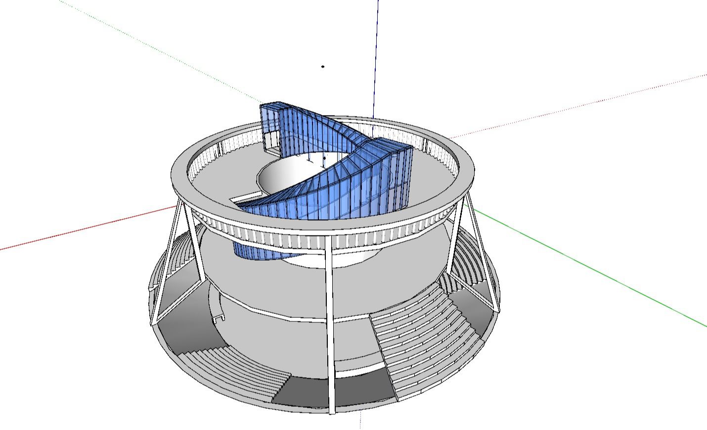 【SU/SketchUp】旋转楼梯(附带楼道)建模思路整理演示