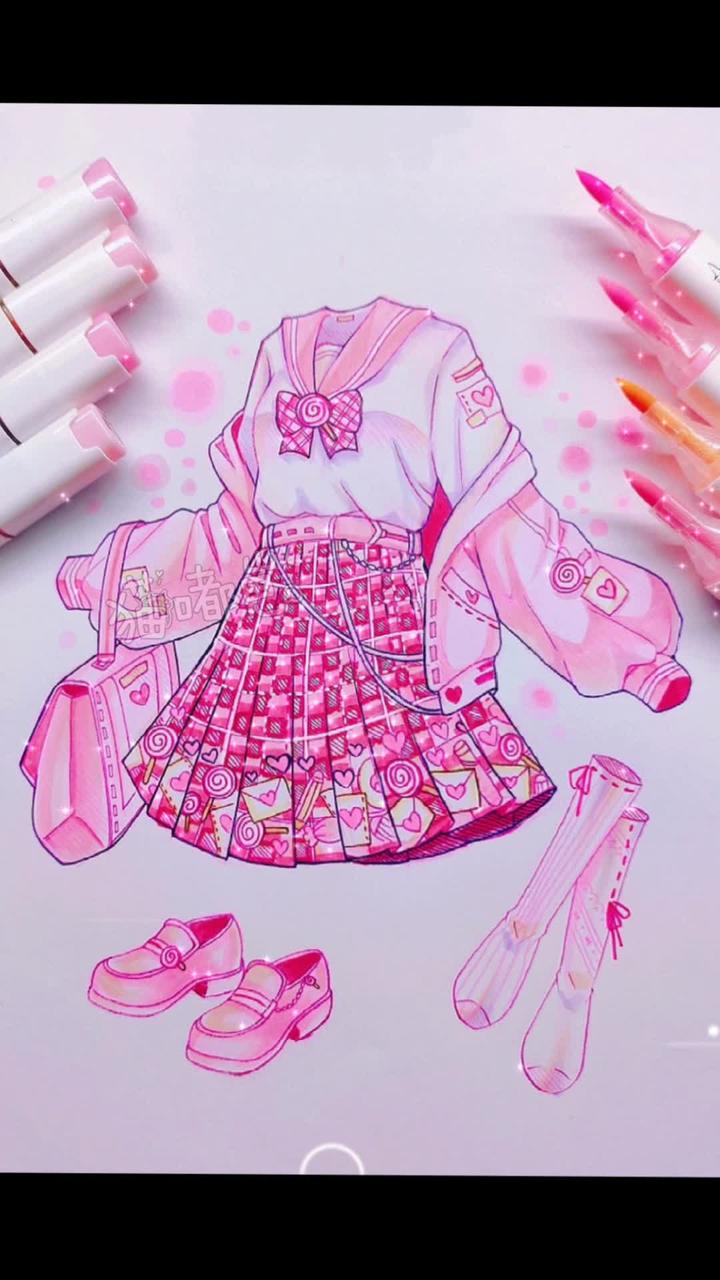开学啦~给我的粉丝宝贝设计了一套校服~加油哦#服装设计 #原创 #...