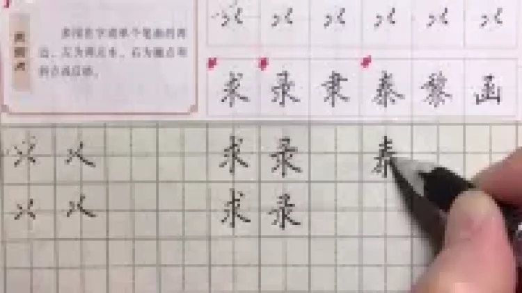 硬笔书法学习:第八课讲解田字格的使用,以及写字的四点写字技巧