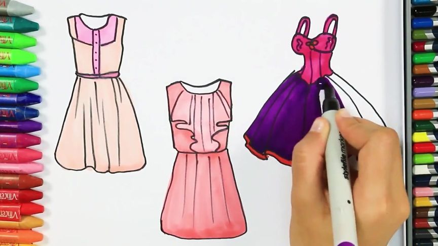 趣味儿童卡通画学习,快来画小姐姐漂亮的衣服!看着真舒服