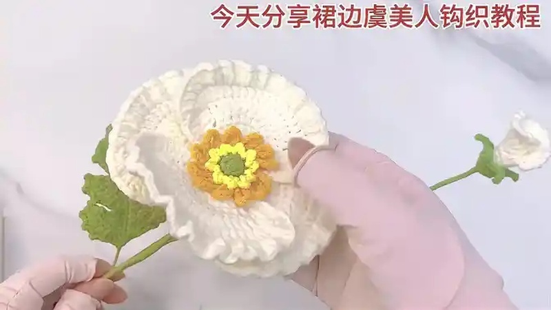 适合新手观看的裙边虞美人钩织教程--花朵上集