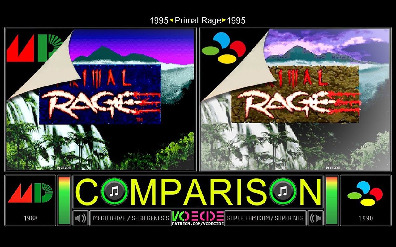 恐龙格斗 Primal Rage | MD vs SFC | 并排对比 | VCDECIDE