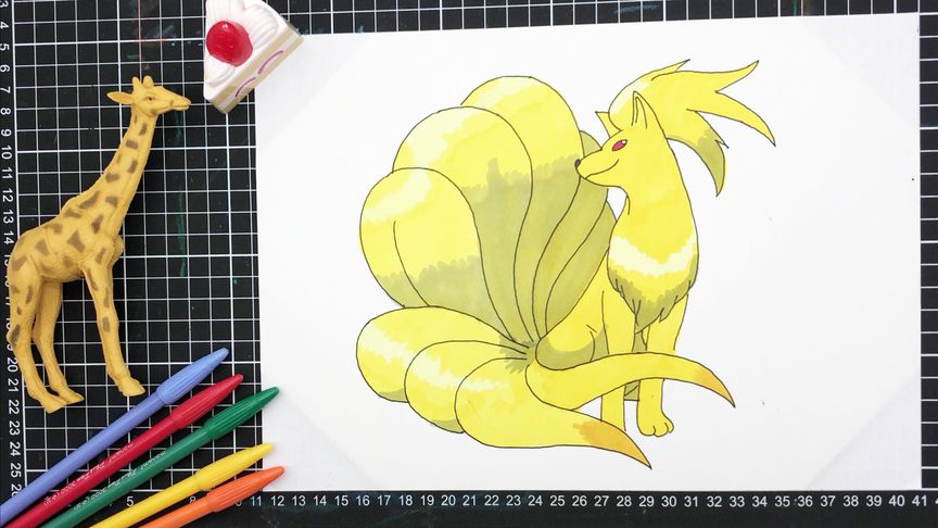 宠物小精灵里面高冷范的九尾狐,我们一起来画吧