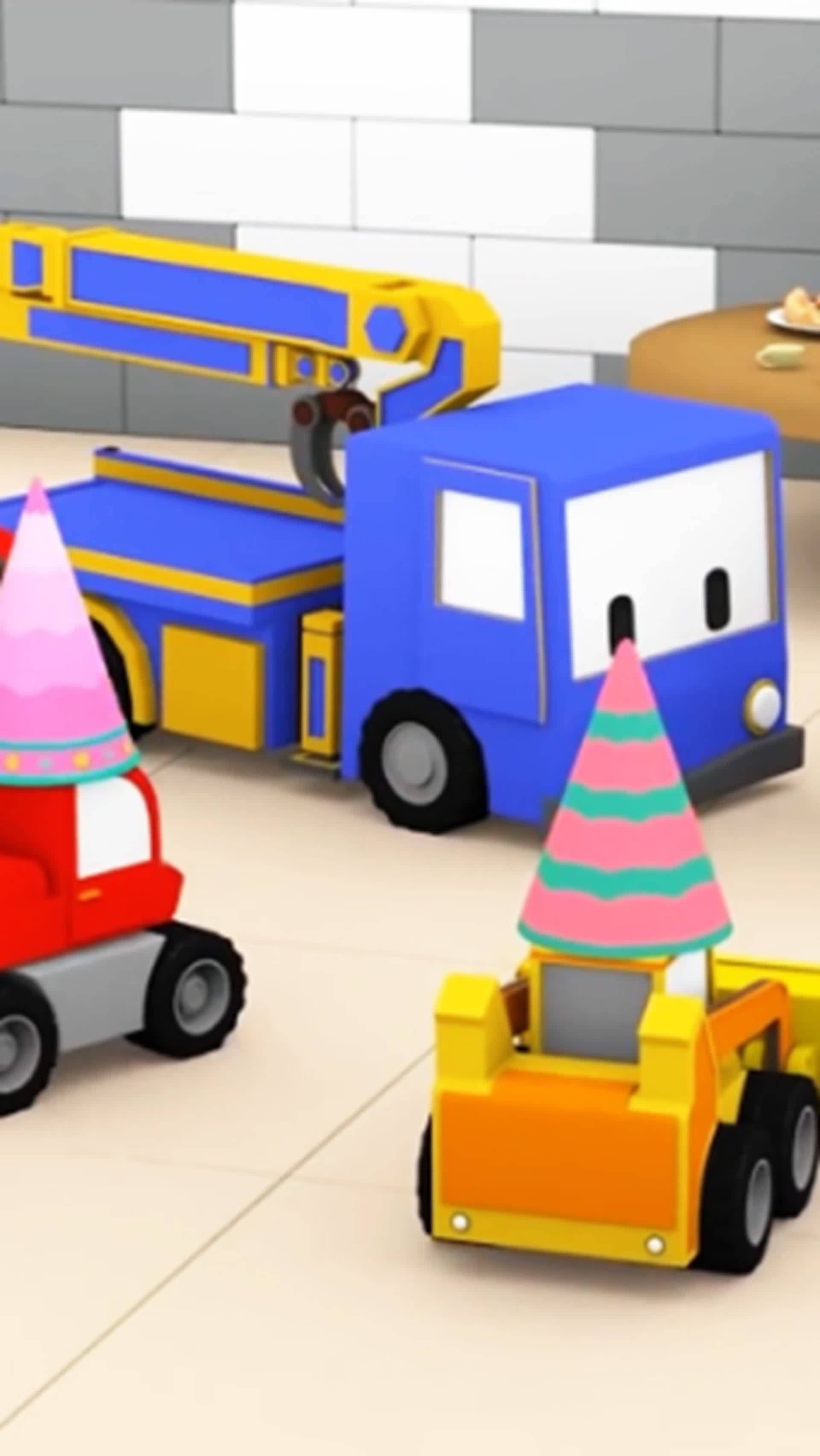 小挖掘机饿了,工程车朋友们带来了美味的食物,儿童趣味益智动画