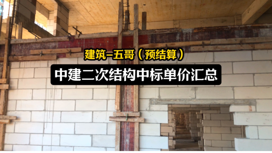 中建项目二次结构中标单价汇总