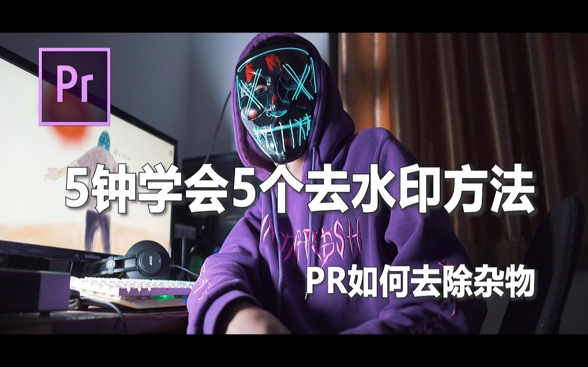 【PR教程】五分钟快速学会，五个去水印方法！PR如何去除杂物