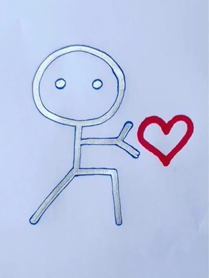 雪地爱心画 ,一看就会#我期待的不是雪是有你的冬天 #雪地画 #简笔画