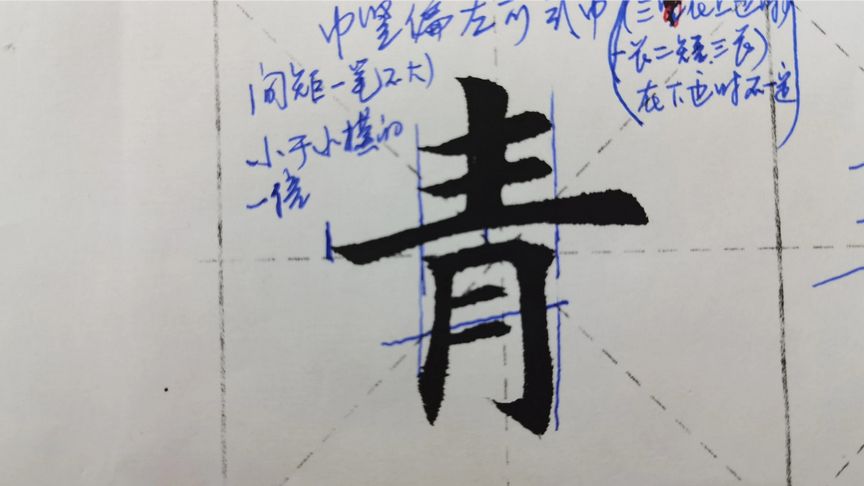 “青”字的书写及结构,“望岳”,难写好看的字,仔细看