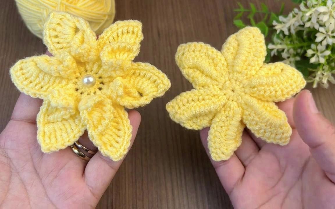 【钩针编织】-好看3D立体花钩织教程,好看简单零基础