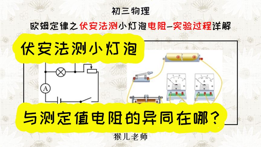 测小灯泡和测定值电阻有什么区别?大体思路相同,这两点要注意