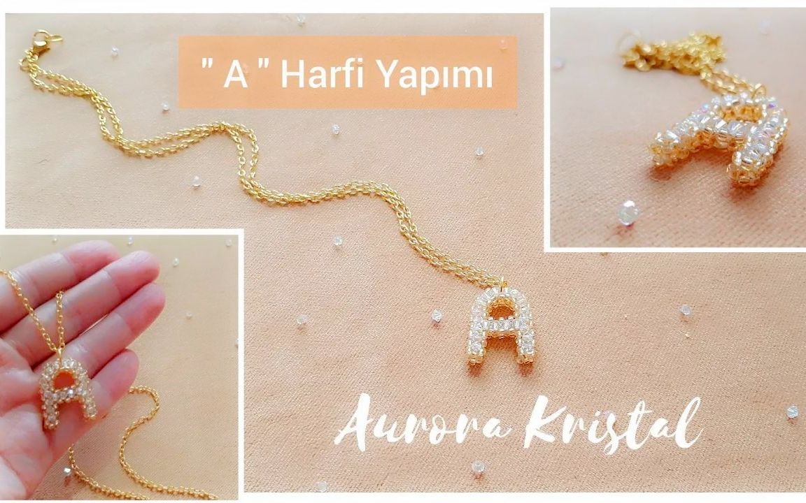 串珠教程-字母A编珠项链(材料尺寸见简介)