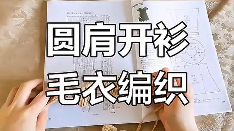 春季手工编织圆肩开衫毛衣教程