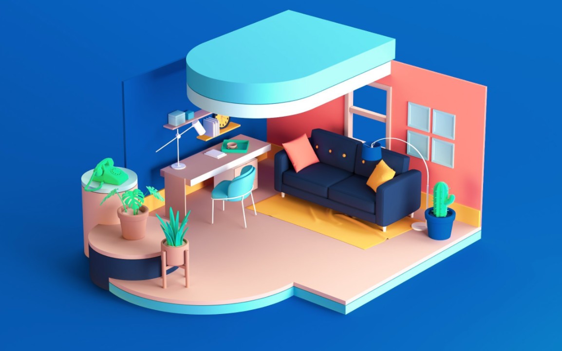 Skillshare – C4D电商风格三维小房间场景动画【中英字幕】