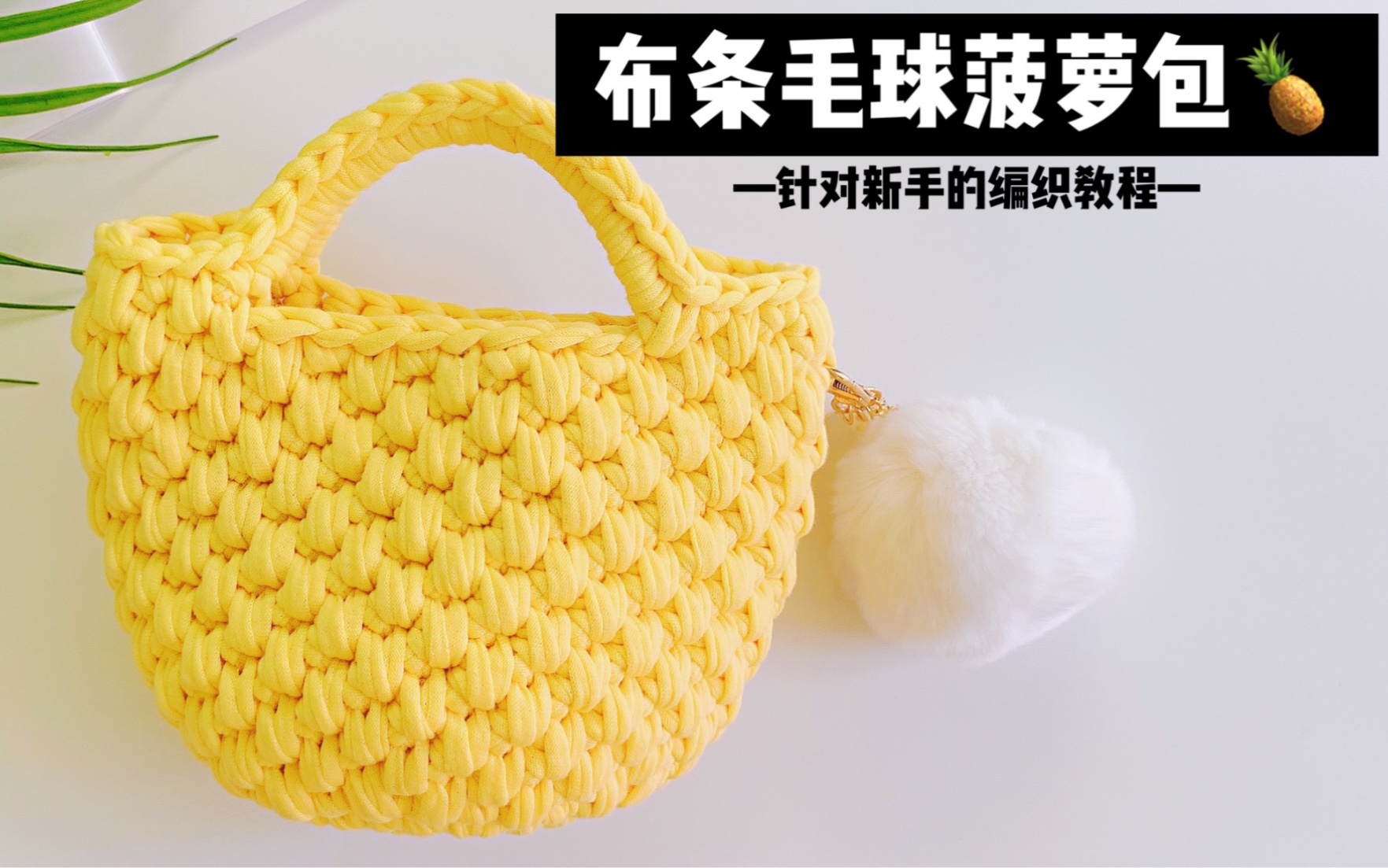 AYA手工小屋 菠萝毛球编织包包 新手手工钩针编织教程