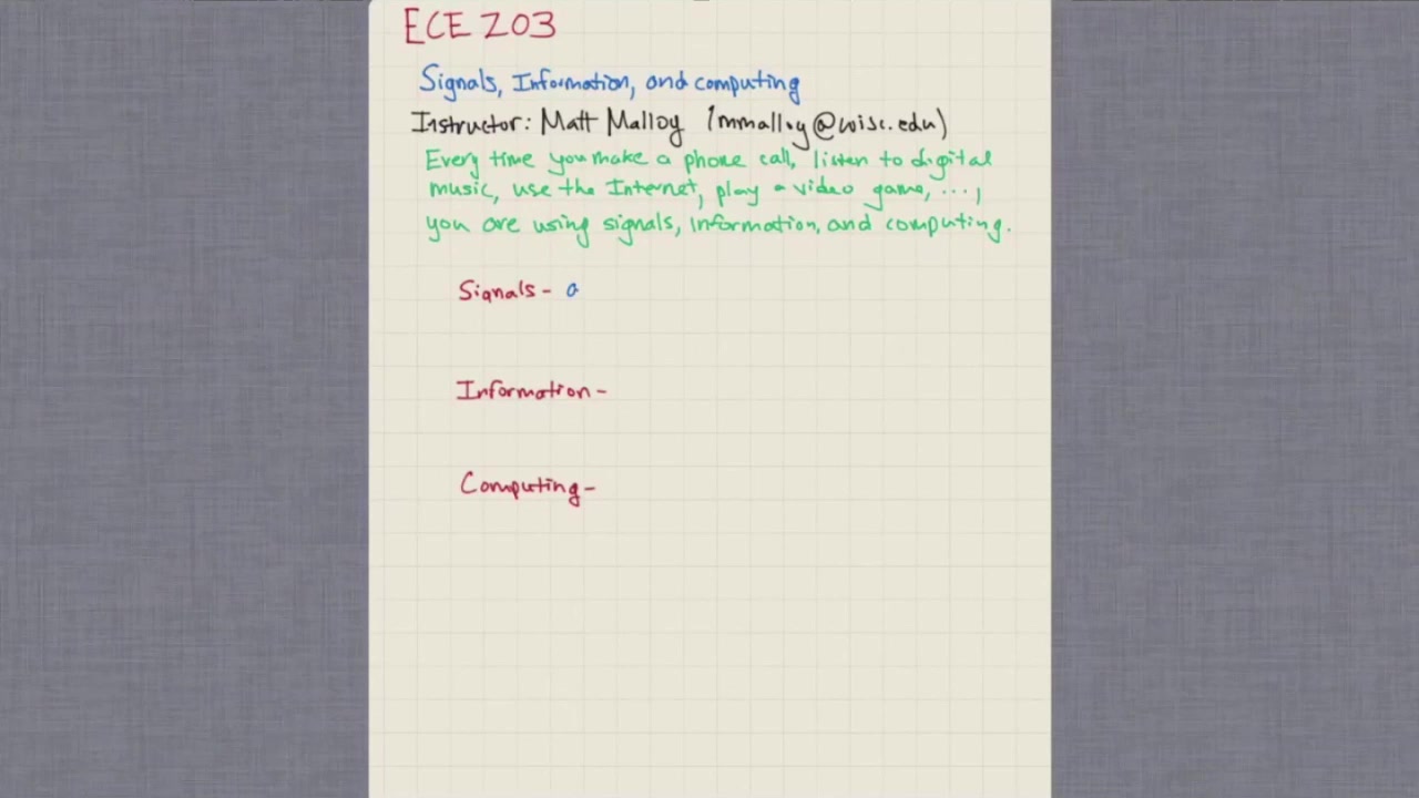 Introduction to Analog Signal Processing (Spring 2014)