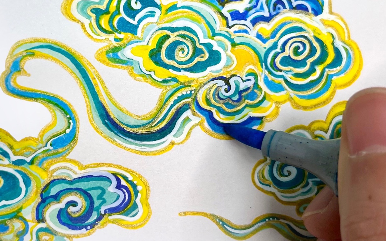 视觉传达考研手绘素材|传统主题|装饰风格云纹