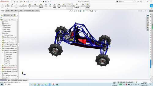 四驱单座沙滩钢管车3D模型图纸