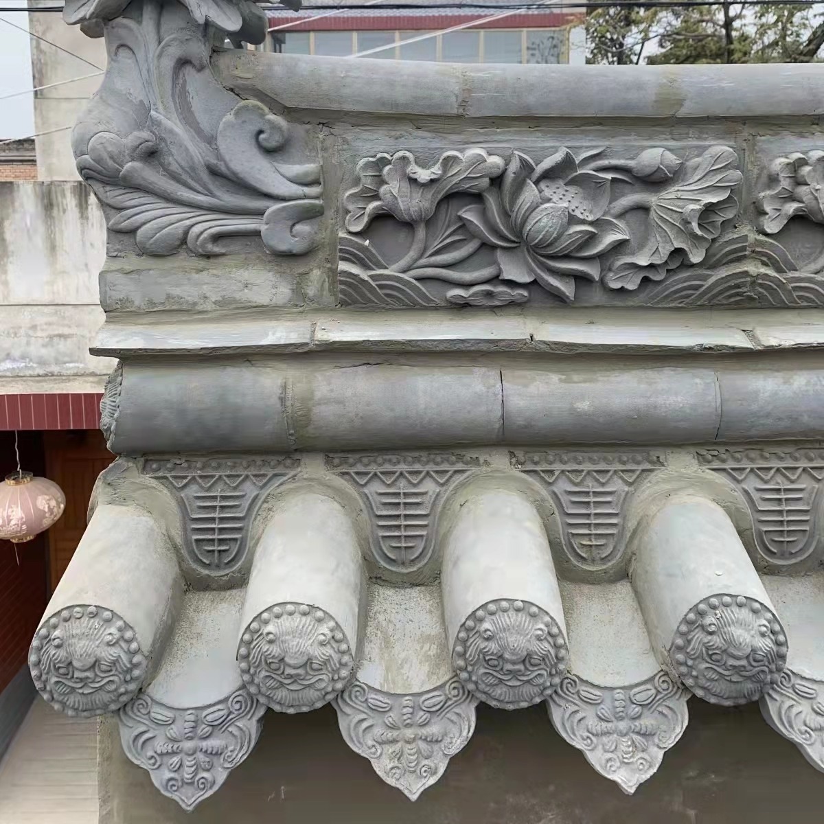 三忠古建青砖青瓦脊兽砖雕 