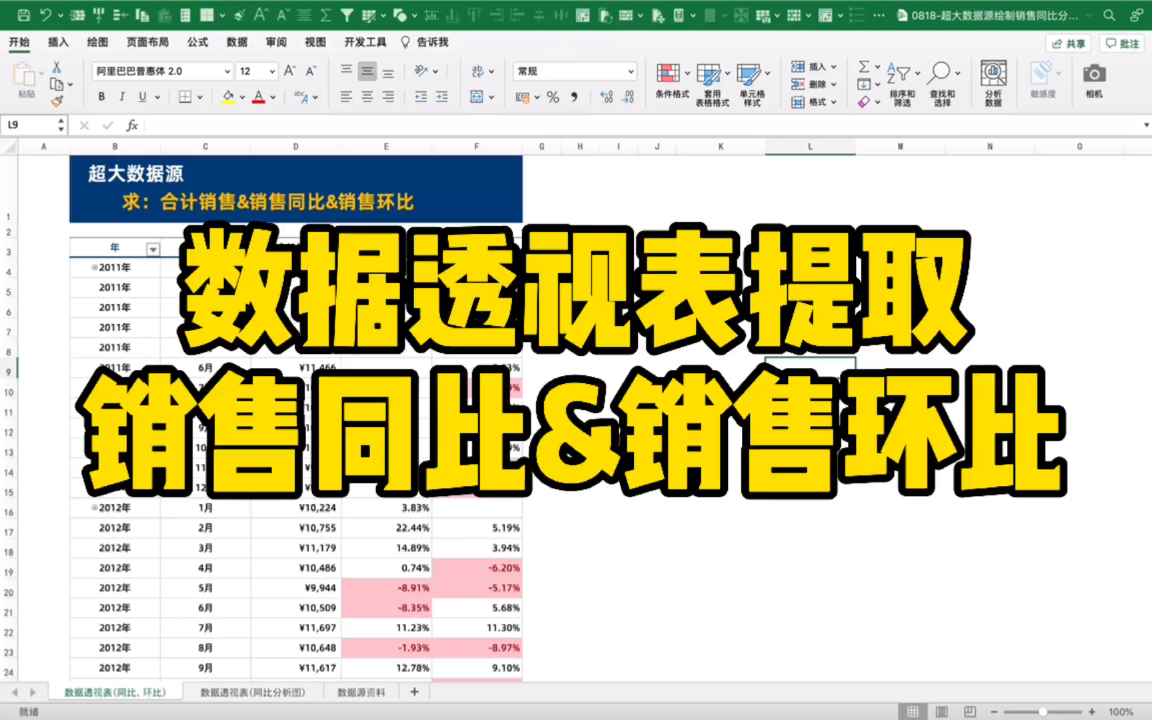 【Excel技巧】用数据透视表提取「销售同比」与「销售环比」