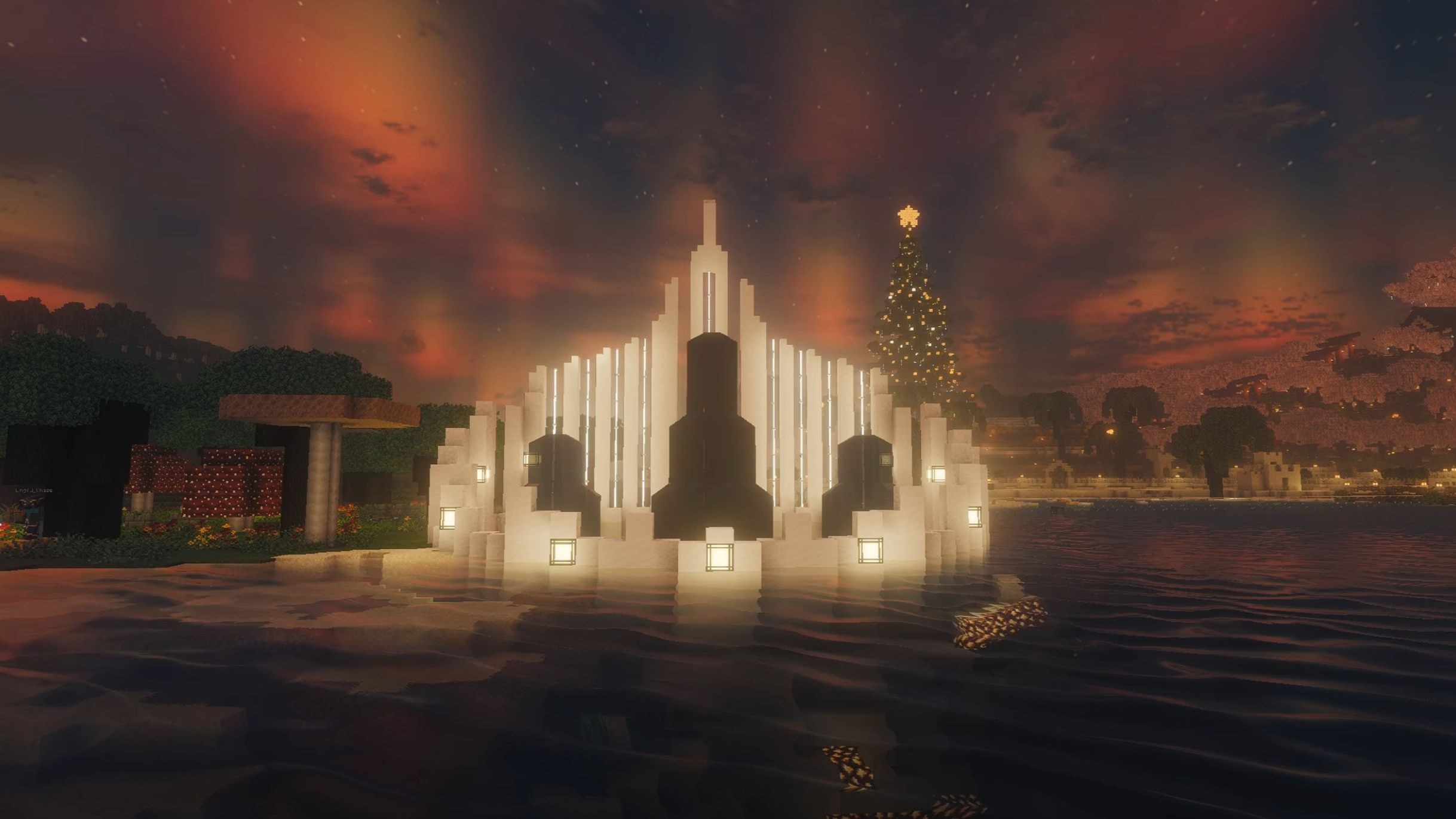 我的世界建筑教程:喷泉水族馆_我的世界