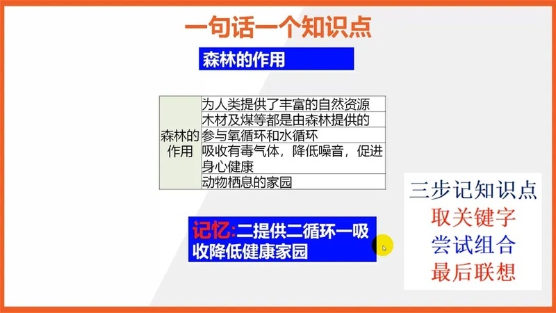七年级上册生物知识点记忆 森林的作用