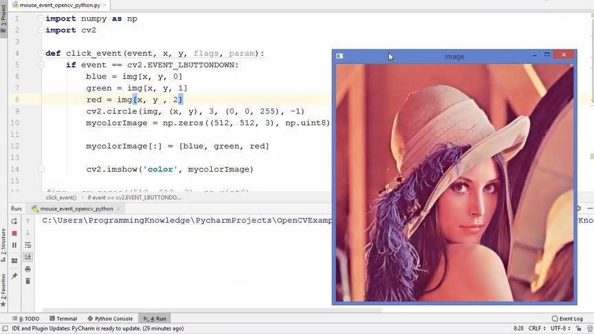 Python Opencv 入门教程之9- 更多的opencv鼠标事件处理示例