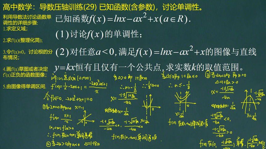 高中数学:导数压轴训练(29)讨论函数的单调性