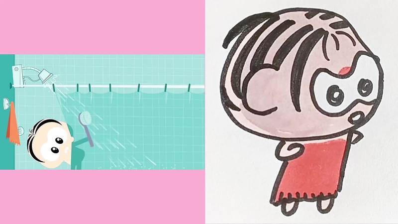 洗澡#画画#动画#简笔画