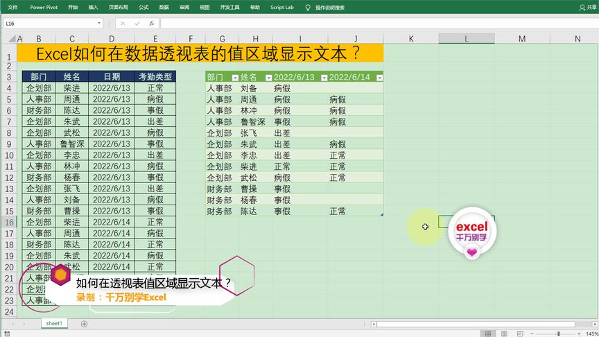 Excel中实现在数据透视表的值区域显示文本,简单到没朋友!