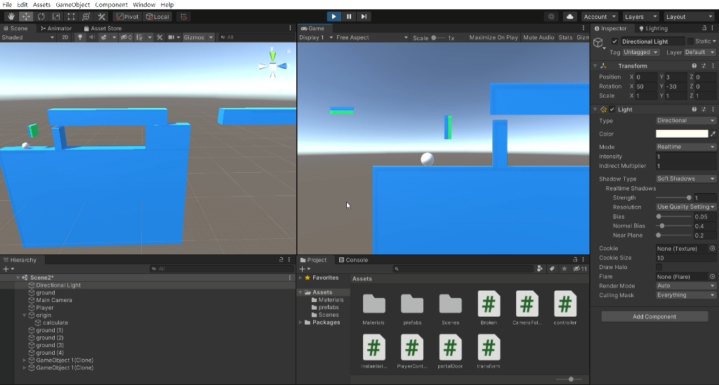 unity作业(第五周),传送门的传送功能和速度参数保留功能+魔方的动态...