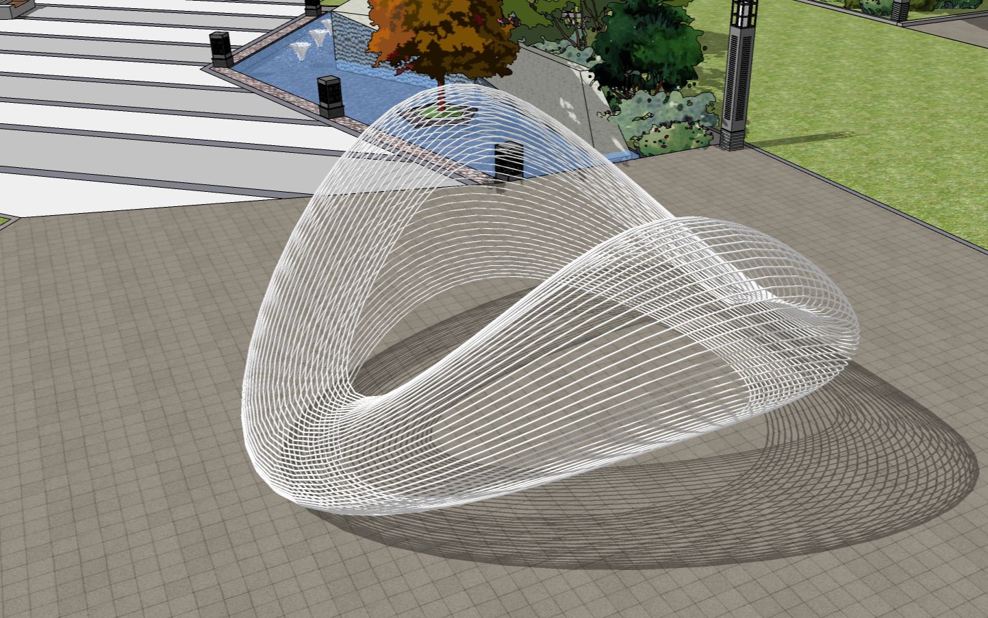 弯弯曲曲的景观装置看着真不错,启动SU建它!