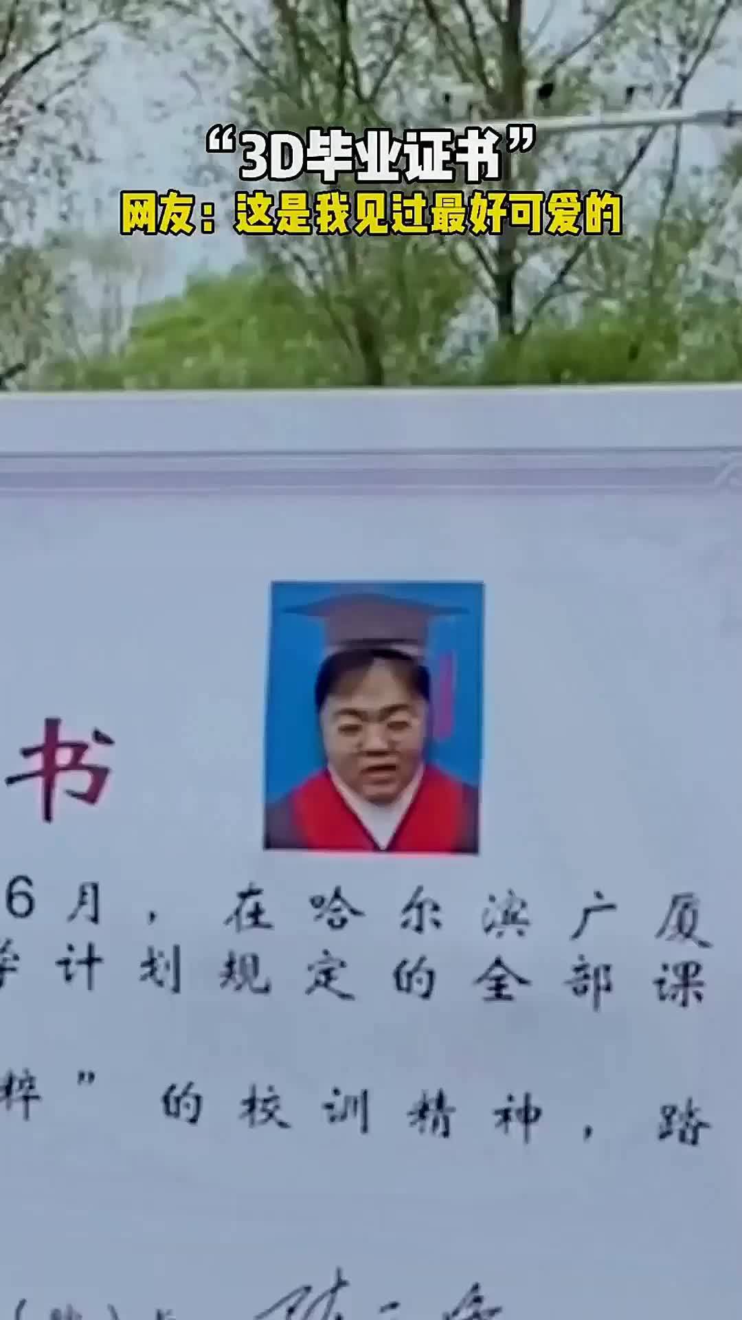 目前见过最大的毕业证书,太可爱了,第一次见3d的毕业证