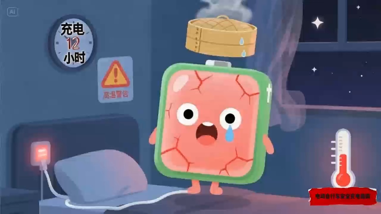 AI动画科普:电动自行车安全充电指南