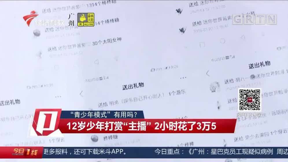 “青少年模式”有用吗?12岁少年打赏“主播”2小时花了3万5