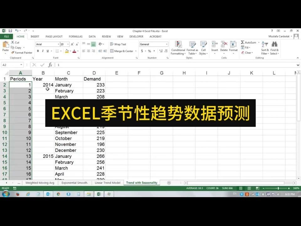 EXCEL季节性趋势数据预测